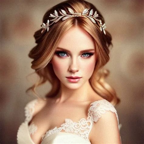 Brown Eyeswoman Wedding Dress Blonde Hair Pale Skin Small Chested