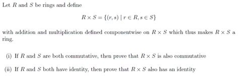Solved Let R And S Be Rings And Define Rx S R S TER Chegg Com