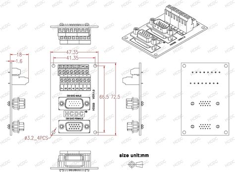 D SUB Male Female Breakout Board Terminal Block Interface Module DB HD BigaMart