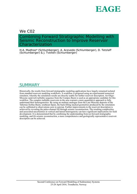 Pdf Combining Forward Stratigraphic Modelling With Seismic Reconstruction To Improve Reservoir