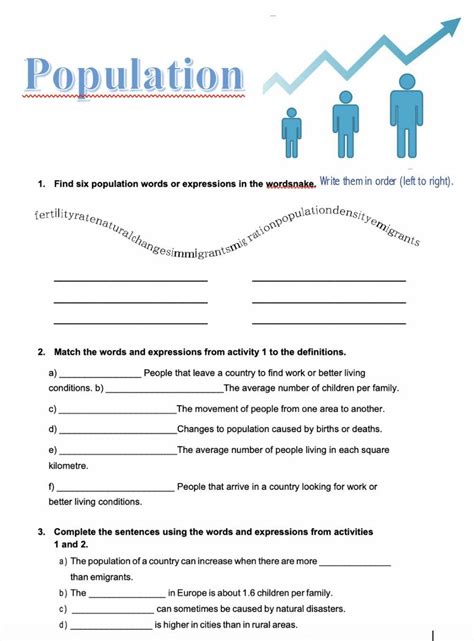 Population Worksheet Engaging Activities For Understanding Demographics