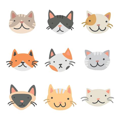 Cute Cat Faces 11675937 Vector Art At Vecteezy