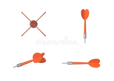 3d Illustration 4 Style View Isolated Orange Darts Stock Illustration