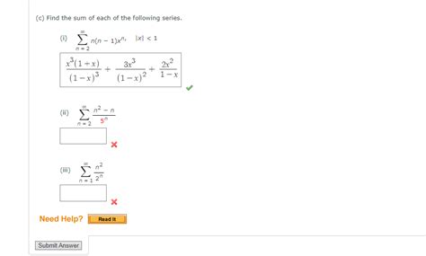 solved find the sum of each of the following series c