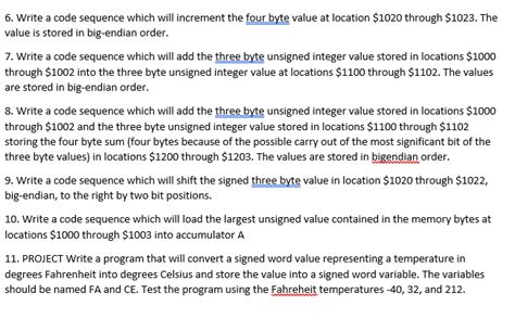Solved 6 Write A Code Sequence Which Will Increment The