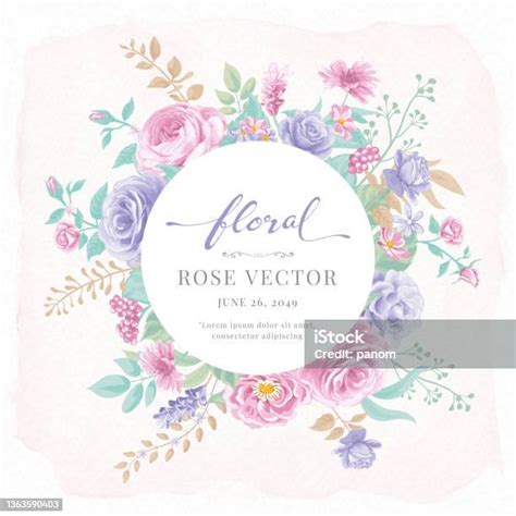 아름다운 장미 꽃과 식물 잎 디지털 사랑 결혼식 발렌타인 데이 또는 배열 초대 디자인 인사말 카드에 대한 일러스트 를 그린 개념에 대한 스톡 벡터 아트 및 기타 이미지