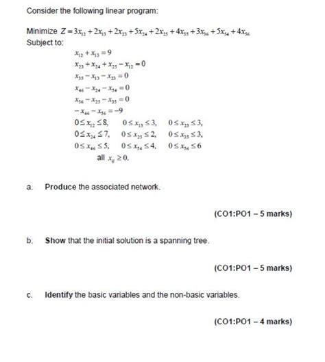Consider The Following Linear Program Minimize Z