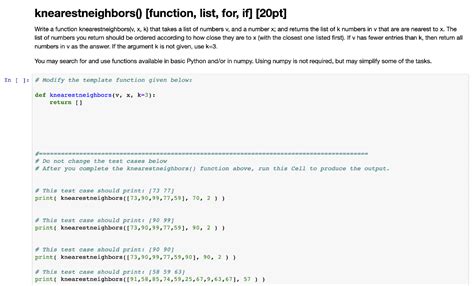 Solved Knearestneighbors0 Function List For If 20pt