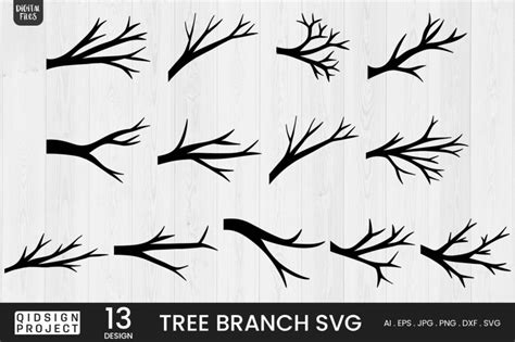 Tree Branch Svg 13 Variations By Qidsign Project TheHungryJPEG