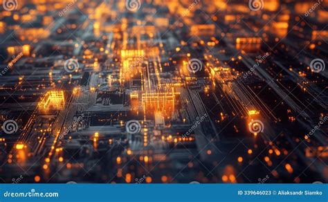 Quantum Computing Technology With Glowing Particles Representing Data Flow Stock Illustration