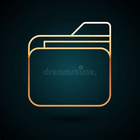 Gold Line Document Folder Icon Isolated On Dark Blue Background Accounting Binder Symbol Stock