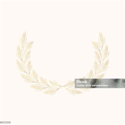 라벨 디자인을 위한 보리 맥아 호밀 밀 귀를 곁들인 골든 월계수 화환 빈티지 골드 맥주 프레임 벡터 격리 된 그림입니다 보리에 대한 스톡 벡터 아트 및 기타 이미지 Istock