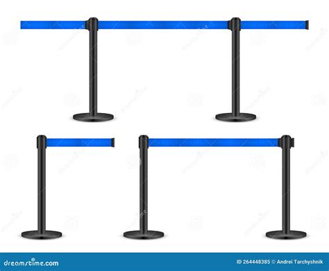 Realistic Blue Retractable Belt Stanchion Crowd Control Barrier Posts