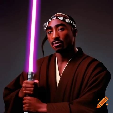 Tupac Shakur As Jedi With Purple Lightsaber And Robe On Craiyon