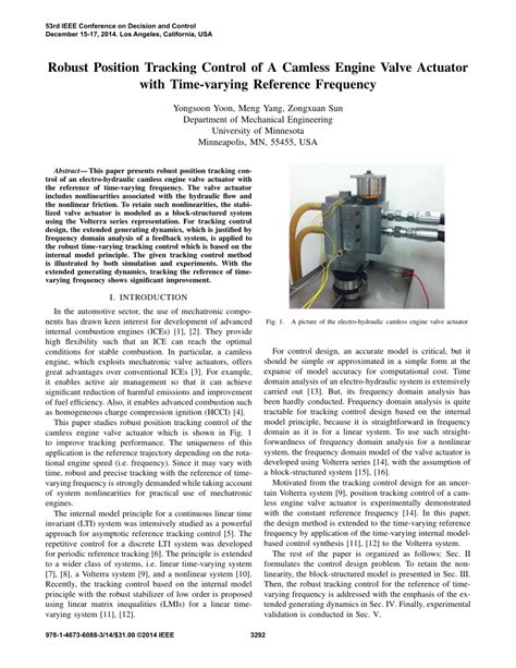 Pdf Robust Position Tracking Control Of A Camless Engine Valve Actuator With Time Varying