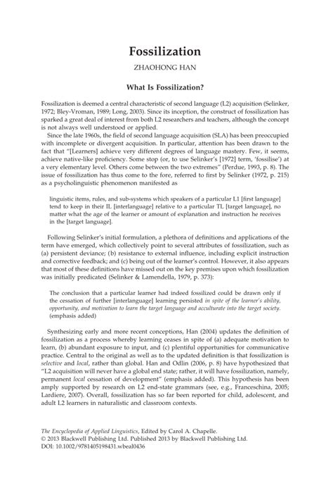 Pdf Fossilization