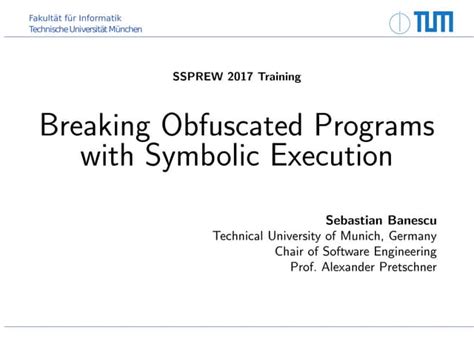 Breaking Obfuscated Programs With Symbolic Execution Pdf
