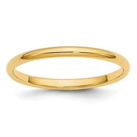 14k Yellow Gold 2mm Half Round Band Size 85 Ring Walmart Business
