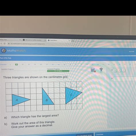 Mathswatch 7x2 27th Feb Question Progress A Three Triangles Are Shown On The Centimetre Grid 04