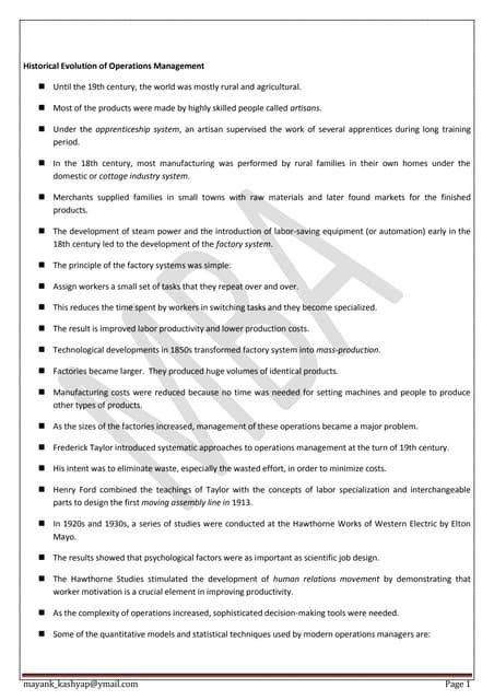 Operations Management Notes Pdf