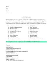 Lab 5 Task Analysis Pdf Name Date Course Instructor Lab 5 Task Analysis Task Analysis Is A