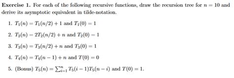 Solved Exercise 1 For Each Of The Following Recursive