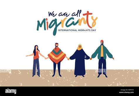 International Migrants Day Background Illustration Diverse People