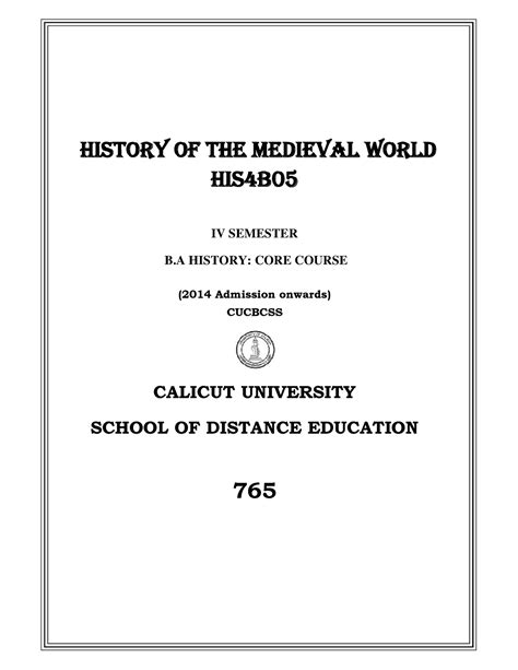 History Of The Medival Period 5th Sem History Of The Medieval World