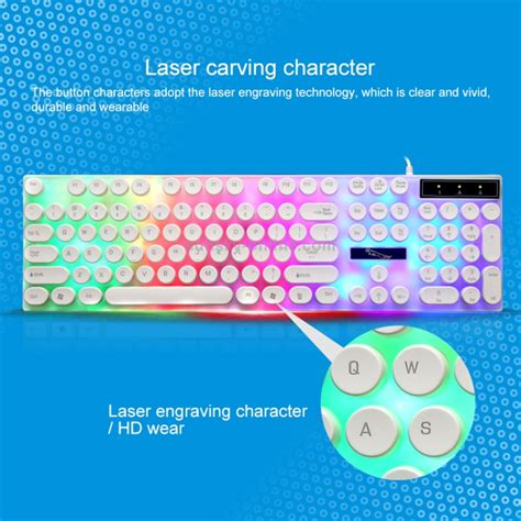 Leopard G21 Usb 104 키 방수 플로팅 라운드 펑크 키 캡 다채로운 백라이트 기계식 유선 키보드 길이 1 3m