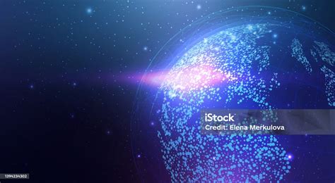 행성의 미래지도 세계지도 세계화 인터넷 및 기술 사이버 보안 빛나는 행성 지구와 추상적 인 배경 벡터 일러스트레이션 네트워크 보안에 대한 스톡 벡터 아트 및 기타 이미지