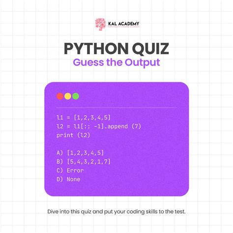 Test Your Python Skills With This Quiz Kal Academy Posted On The