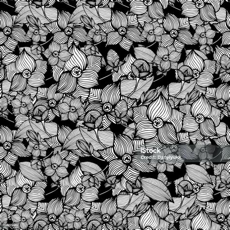 추상 꽃 원활 한 흑백 패턴 아트 디자인 요소 스톡 벡터 일러스트 0명에 대한 스톡 벡터 아트 및 기타 이미지 0명 디자인 배경 주제 Istock