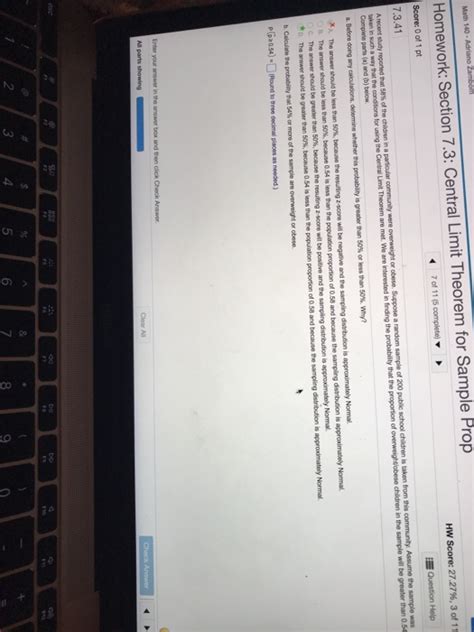 Solved Homework Section Central Limit Theorem For Chegg Com