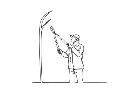Premium Vector Man Cutting Branches In The Garden Agriculture