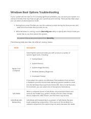 Windows Boot Options Troubleshooting Windows Boot Options Troubleshooting If Your System Will