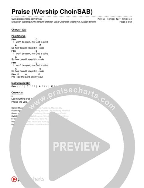 Praise Worship Choir Sab Chords Pdf Elevation Worship Chris Brown