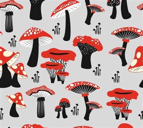 버섯 패턴 검정 빨강 반복 장식 Ai Eps Uidownload