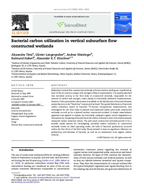 Pdf Bacterial Carbon Utilization In Vertical Subsurface Flow