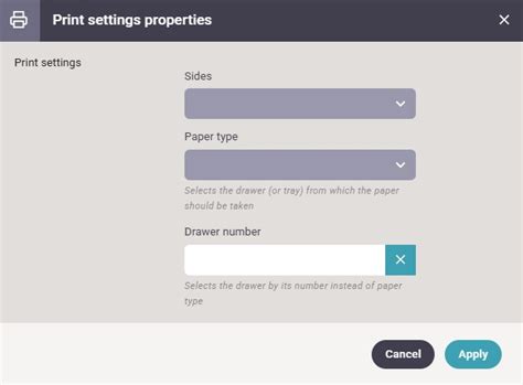 Print Settings Element