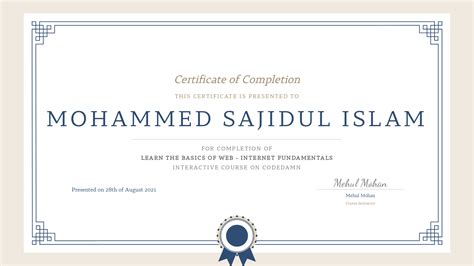 Mohammed Sajidul Islams Certification For Learn The Basics Of Web
