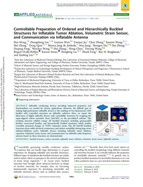 Pdf Controllable Preparation Of Ordered And Hierarchically Buckled Structures For Inflatable