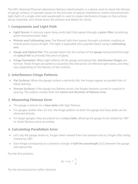 Npl Flatness Interferometer Overview Pdf Interferometry Optics
