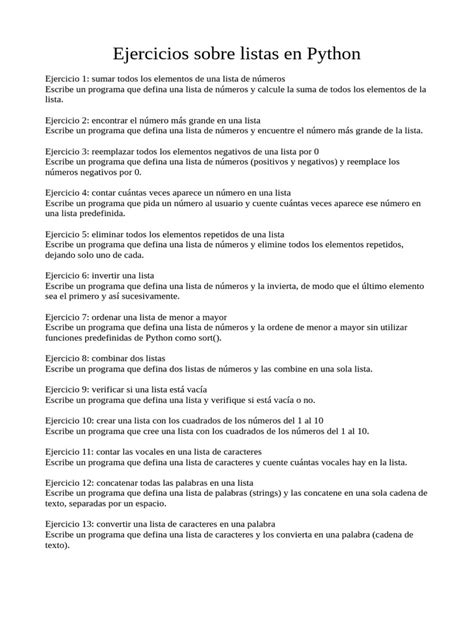 3ejerciciossobrelistasenpython Pdf