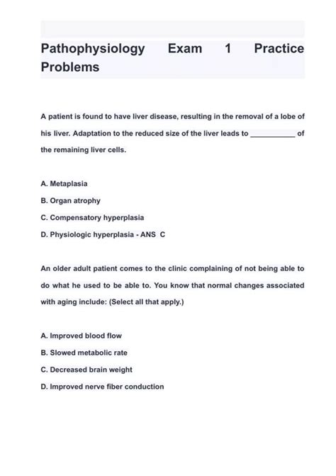 Pathophysiology Exam 1 Practice Problems Questions And Answers 2024 A Graded 100 Verified