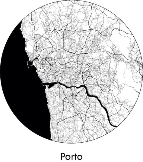 Карта города Европы Португалия Порту векторная иллюстрация Премиум векторы