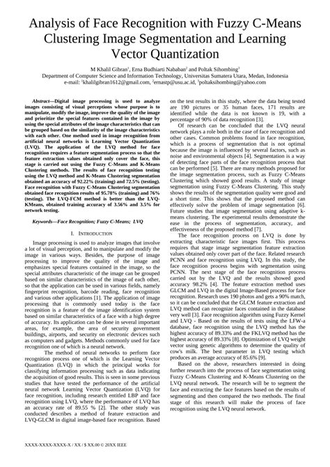 pdf analysis of face recognition with fuzzy c means clustering image