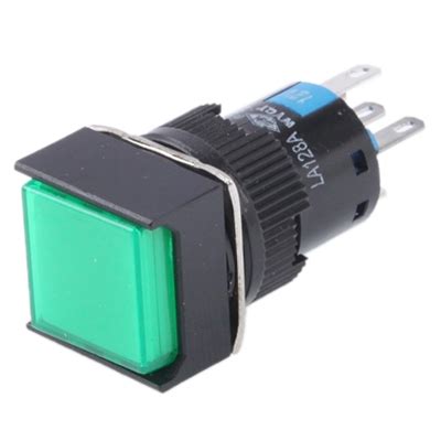 Car DIY Square Button Push Switch With LED Indicator AC V Green Alexnld Com