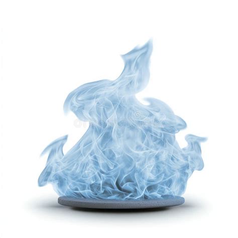 Abstract Pale Blue Flame On Gray Base Against White Background Stock