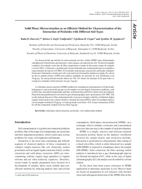Pdf Solid Phase Microextraction As An Efficient Method For Characterization Of The Interaction