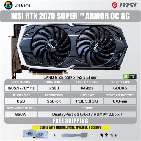 Used Msi Rtx 2070 Super 8g D6 Graphic Card Grafik Card Gpu Nvidia Rtx2070 Lazada Ph